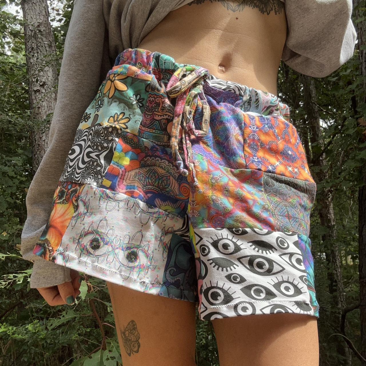 Handmade patchwork shorts. Made with earth and Skye... - Depop