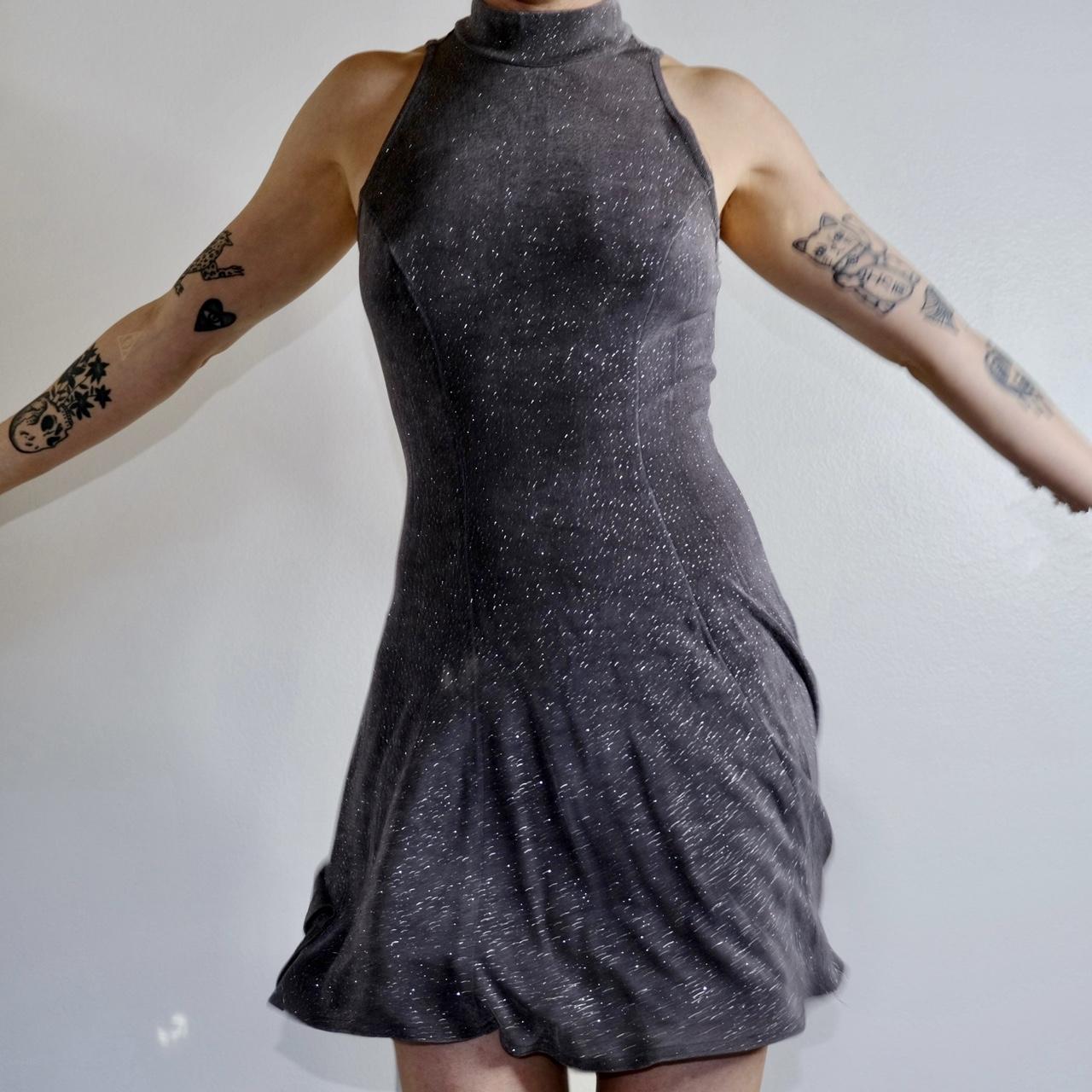 Vintage Rampage grey shimmering halter keyhole... - Depop