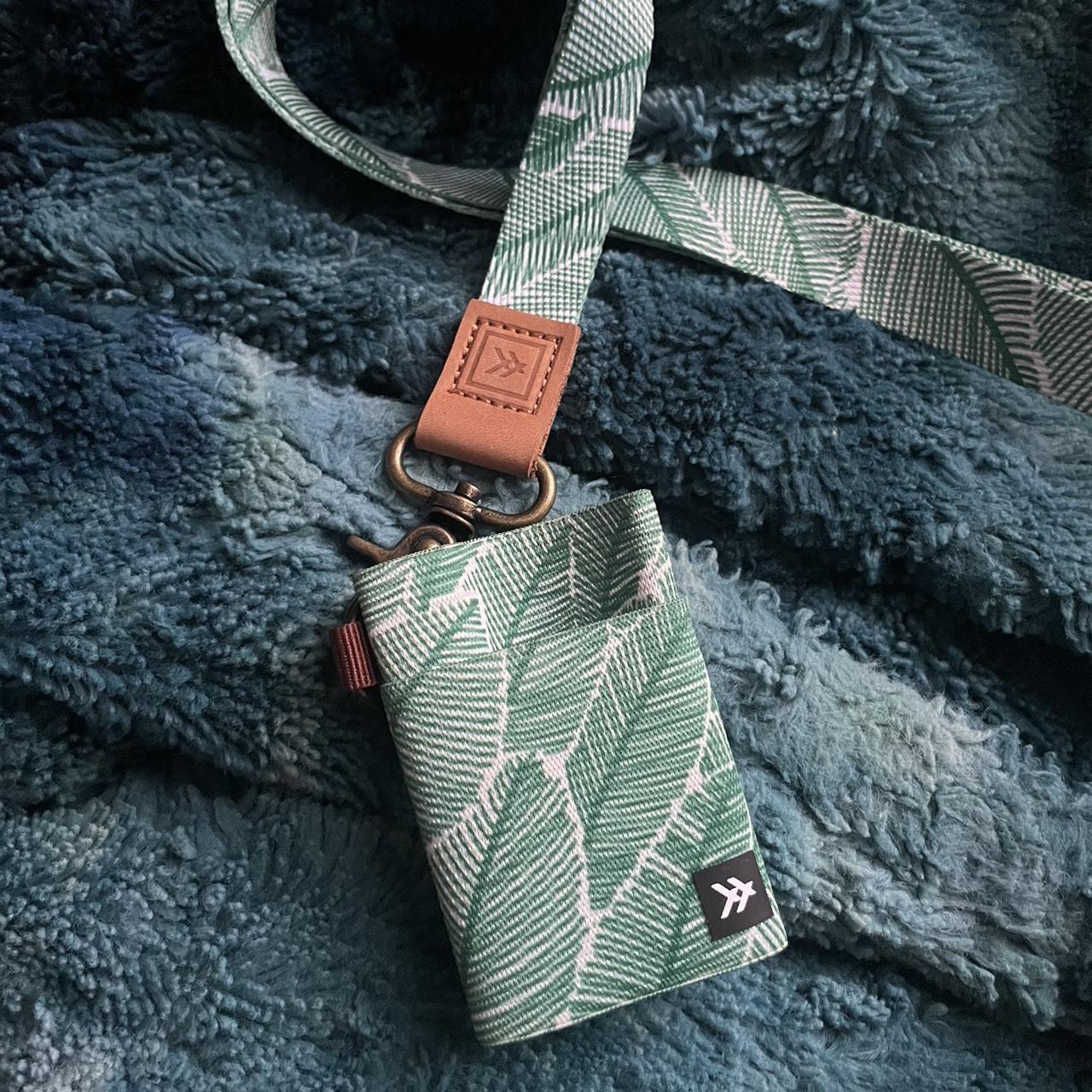 leaf pattern thread-wallet, wallet & lanyard, never... - Depop