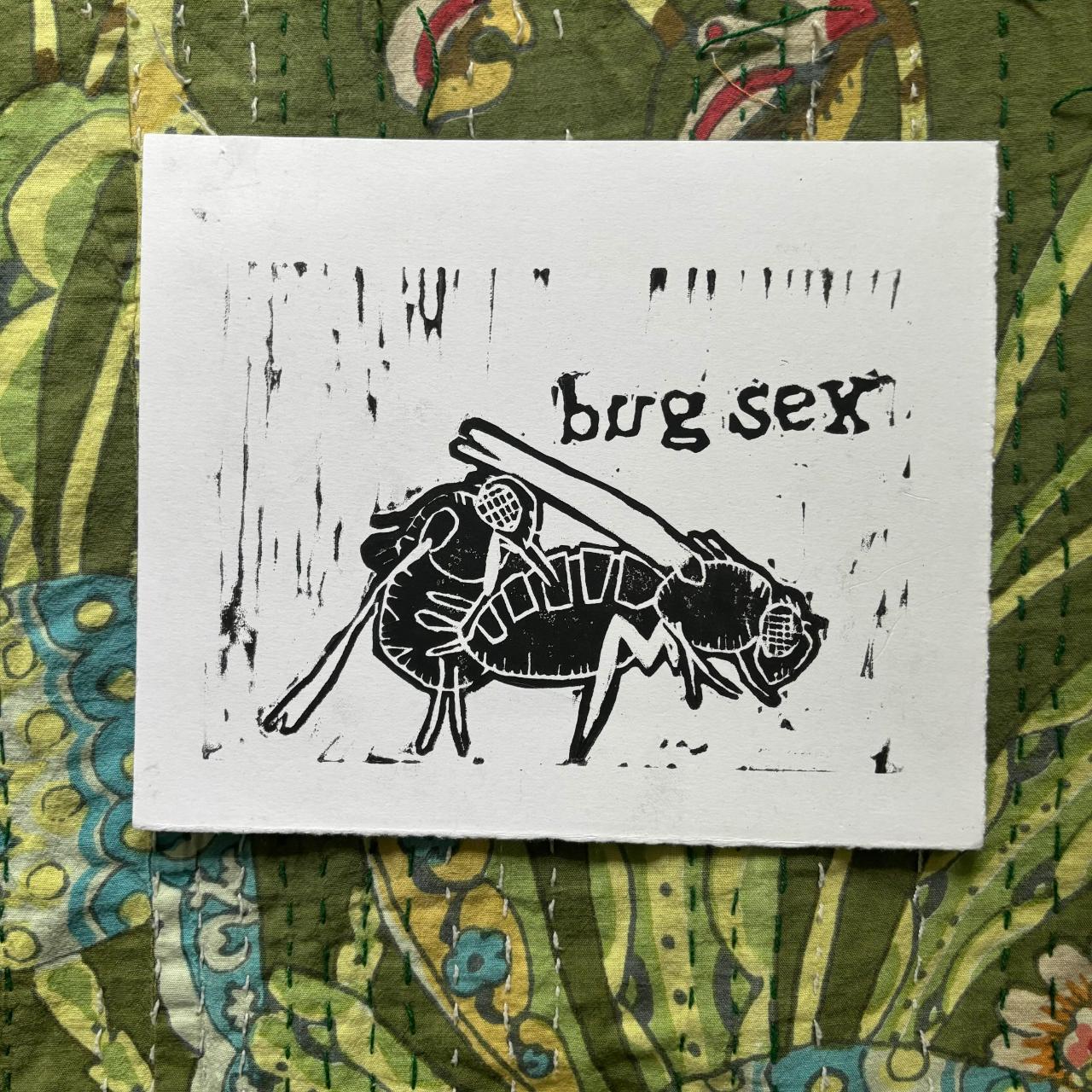 bug sex! handmade linocut print, measures 8.5x7in.... | Depop