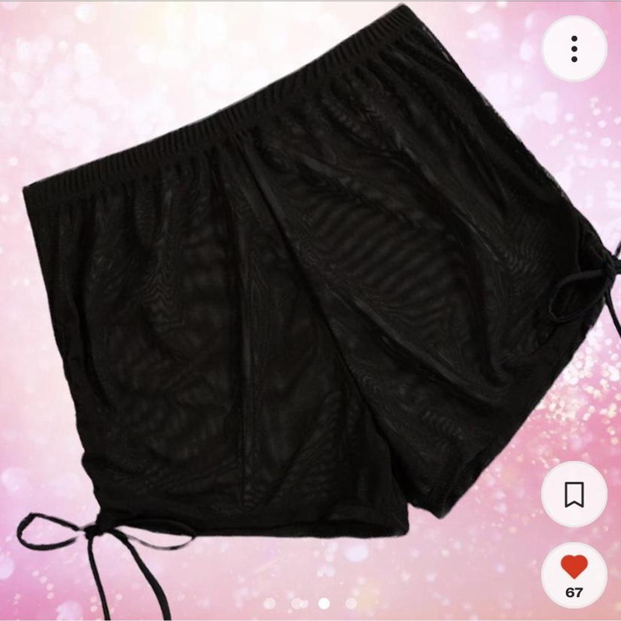 Super cute black net ruched shorts! Brand new with... - Depop