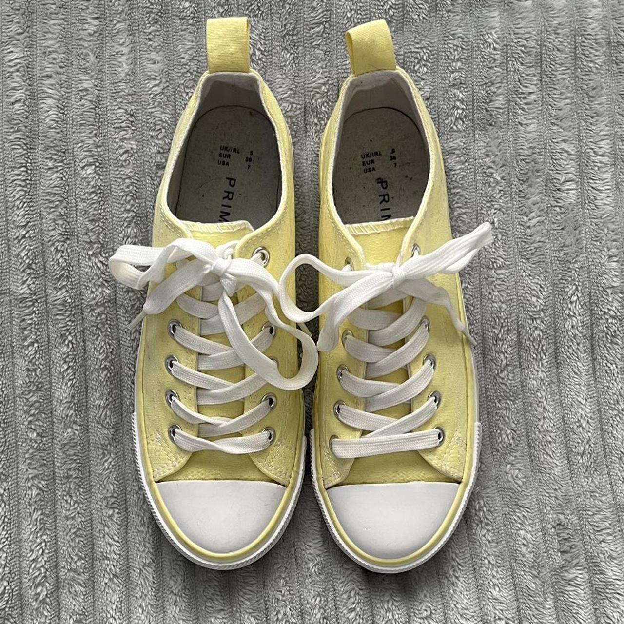 yellow size 5 “converse style” primark trainers.... - Depop