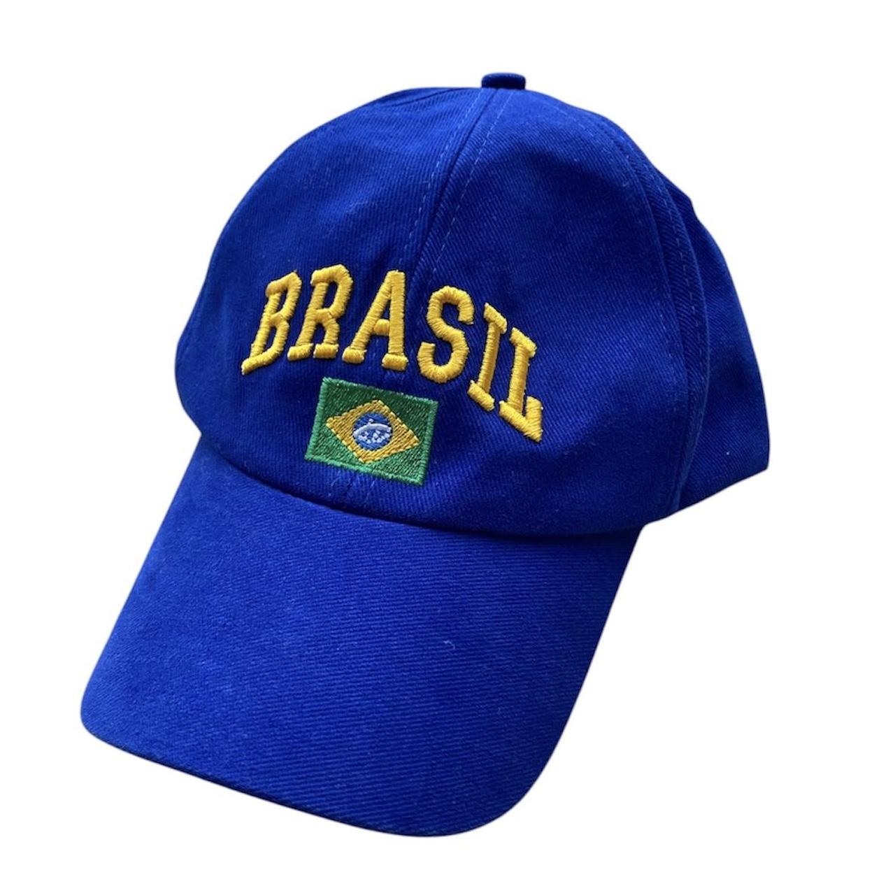 Brazil Hat / Cap embroidered Blue yellow and... | Depop