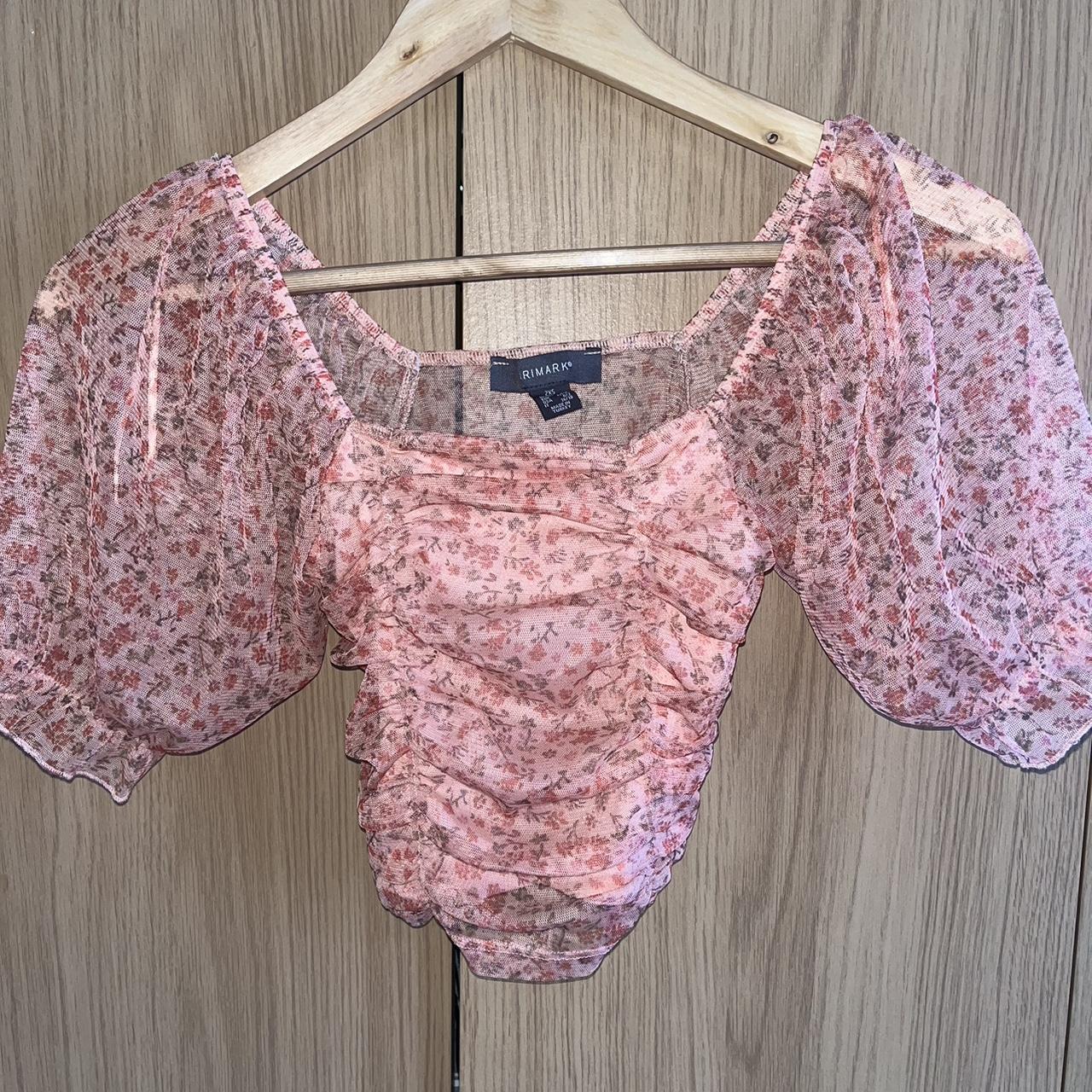 Floral pink mini top - Depop