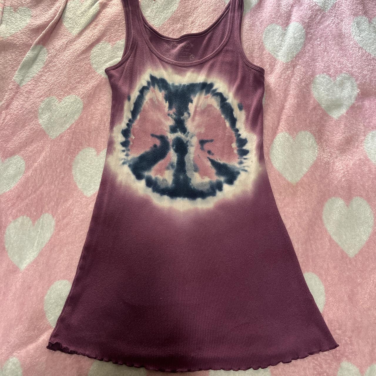 Purple tie-dye peace sign dress #tiedye #purple... | Depop