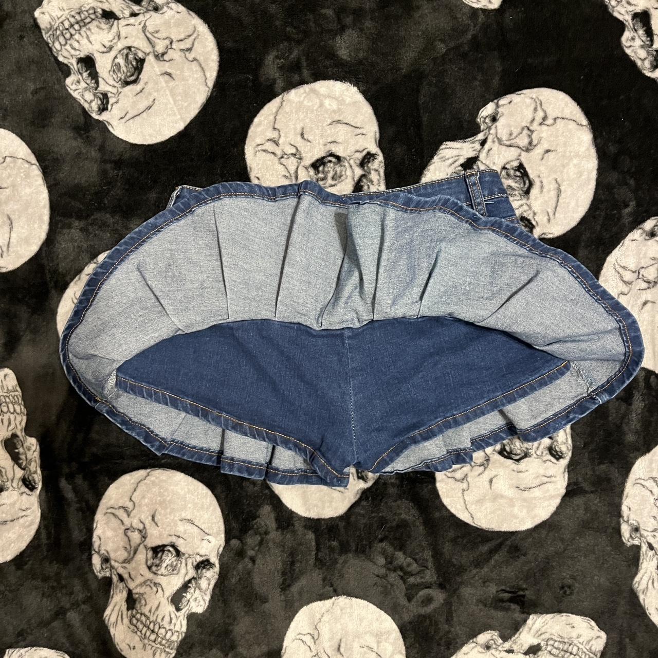 low rise pleated Mini micro denim jean skirt with... - Depop