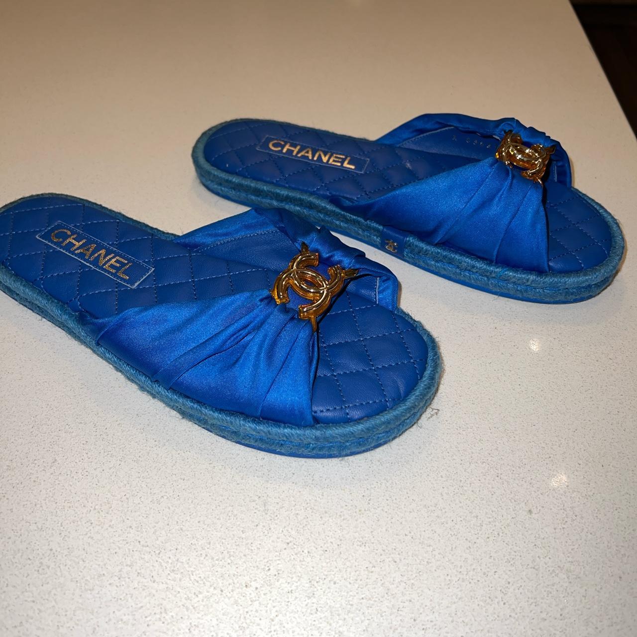 Exclusive Chanel Slides - Royal Blue *Worn... - Depop