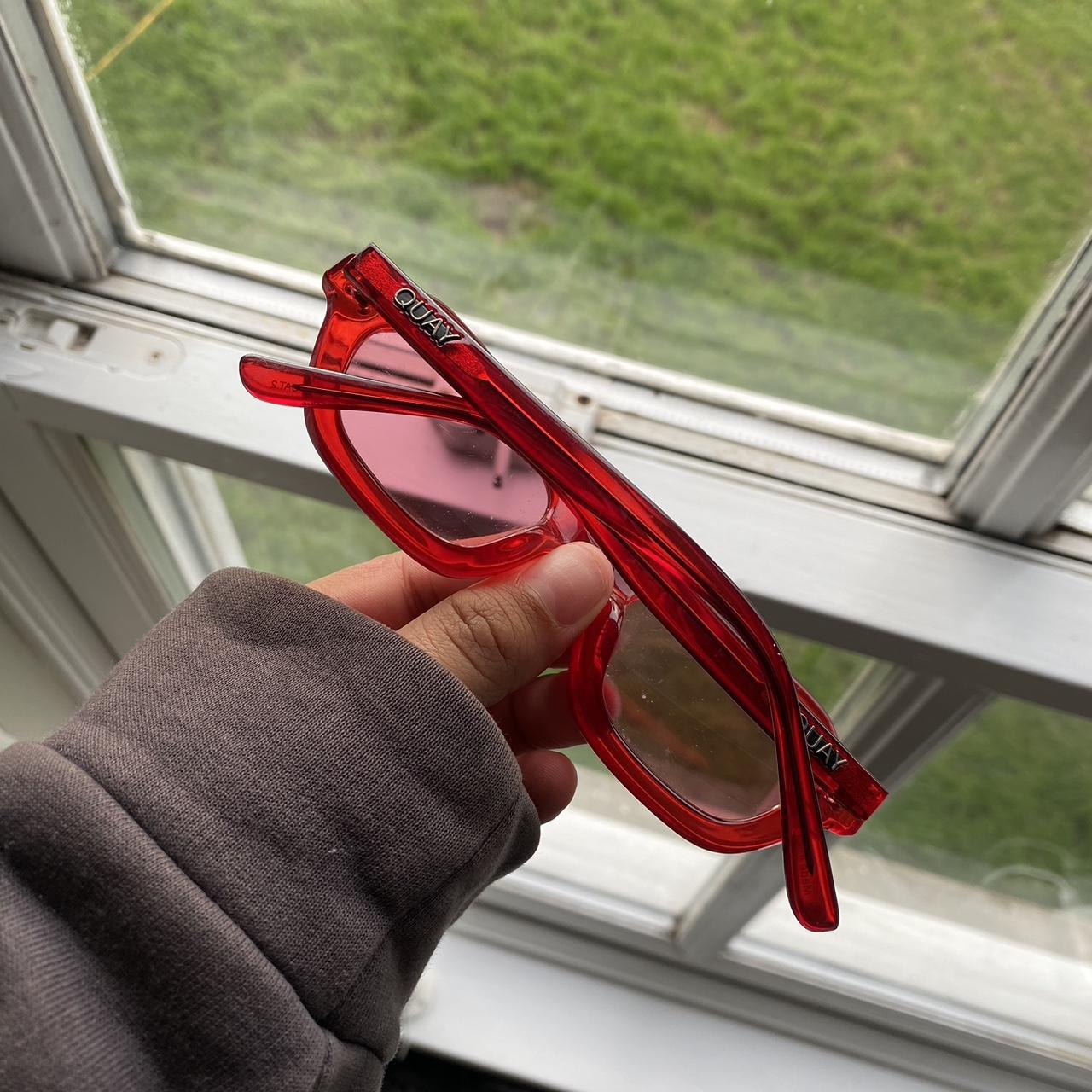 Quay Red Sunglasses Worn once Great condition - Depop