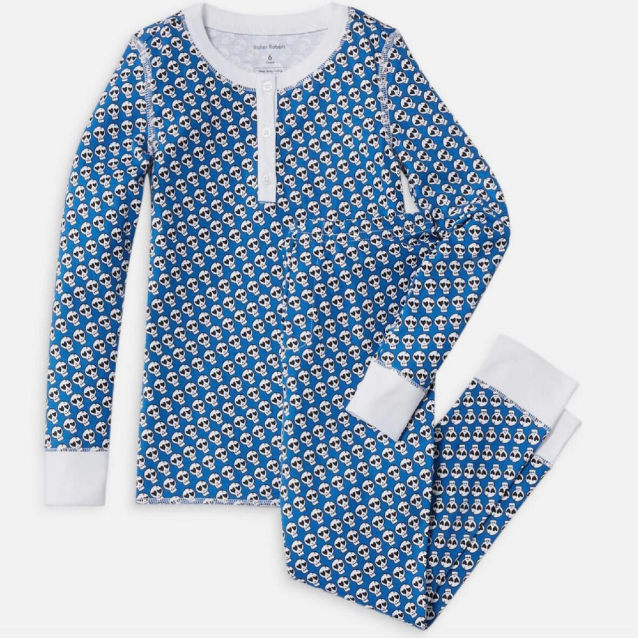 Rare blue skull Roller Rabbit pajamas - Depop