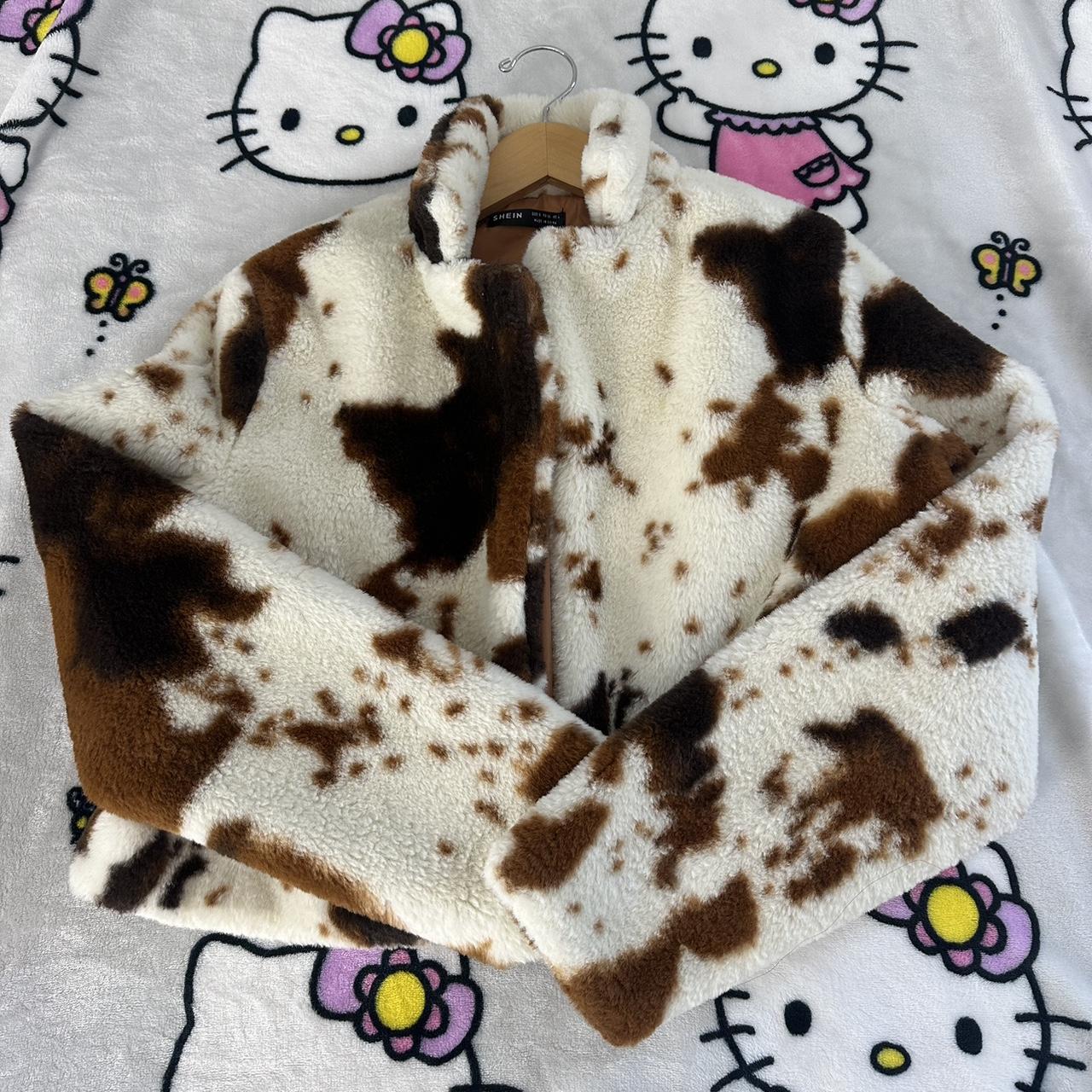 shein cow fur coat - Depop