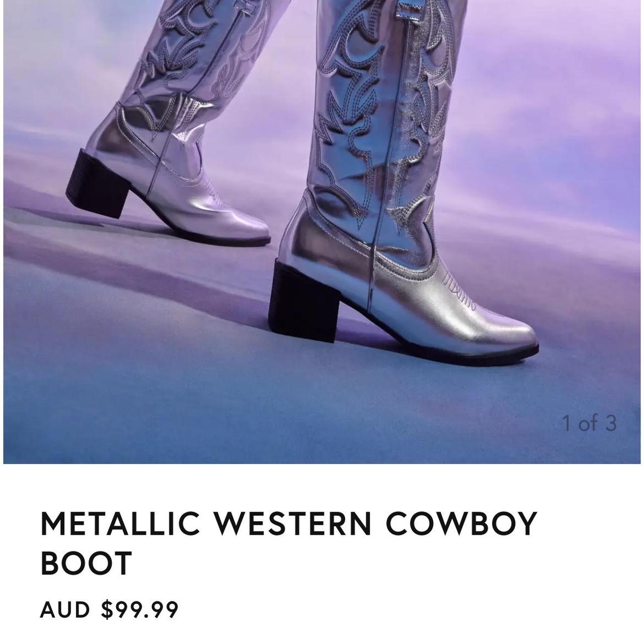GLASSONS Metallic Western Cowboy Boots Size US 6/EU... - Depop
