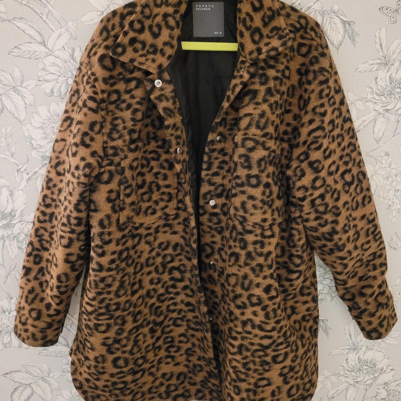 Oversized leopard print felt jacket. Size 16 but... - Depop
