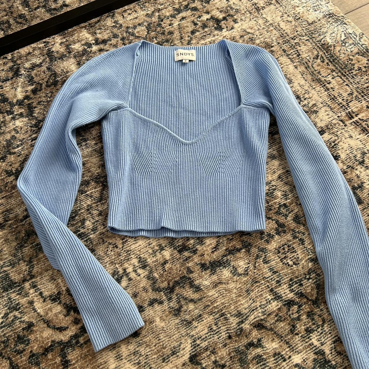 SNDYS cropped blue sweater. Super cute color and... - Depop