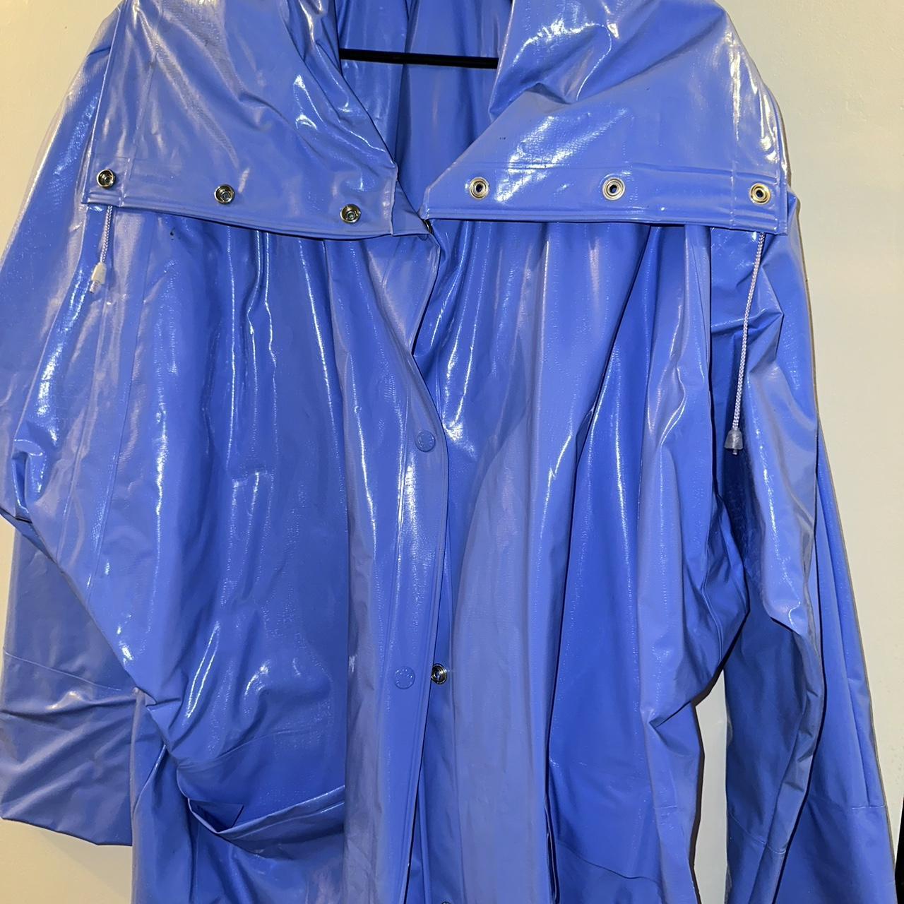 Blue raincoat with a unique, oversized fit One size... | Depop