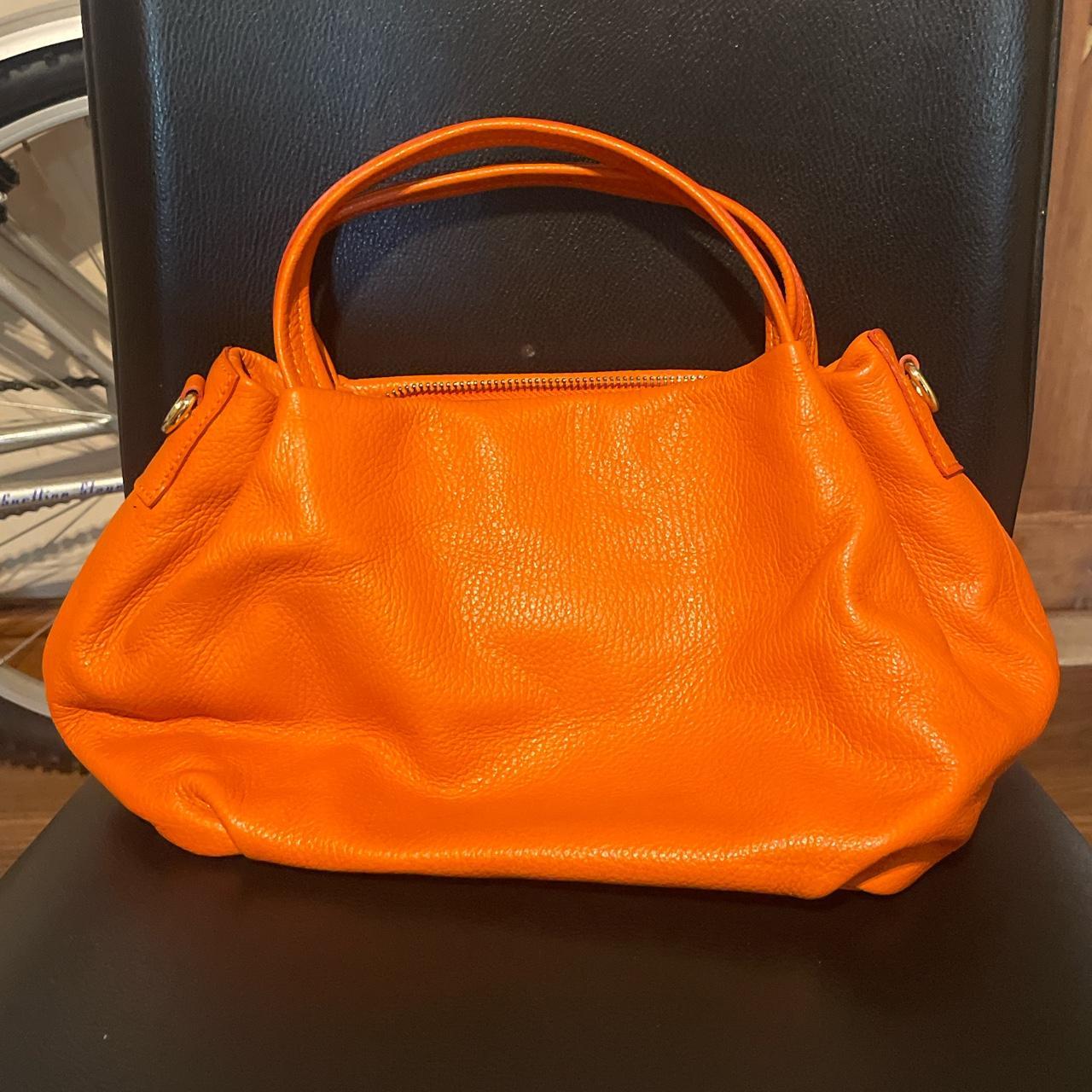 Genuine Leather orange bag made in Italy with... - Depop