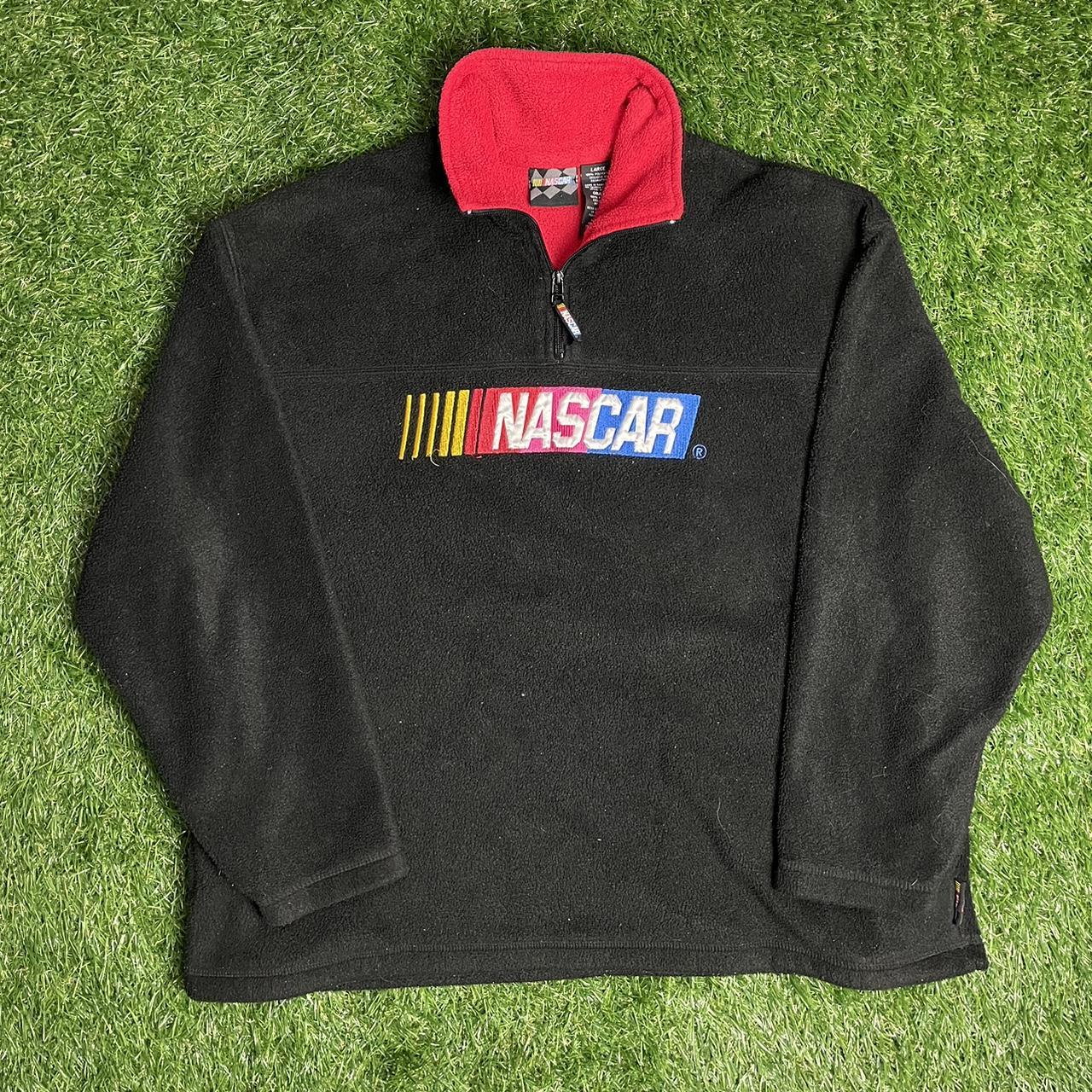 Vintage NASCAR logo quarter zip fleece pullover... - Depop