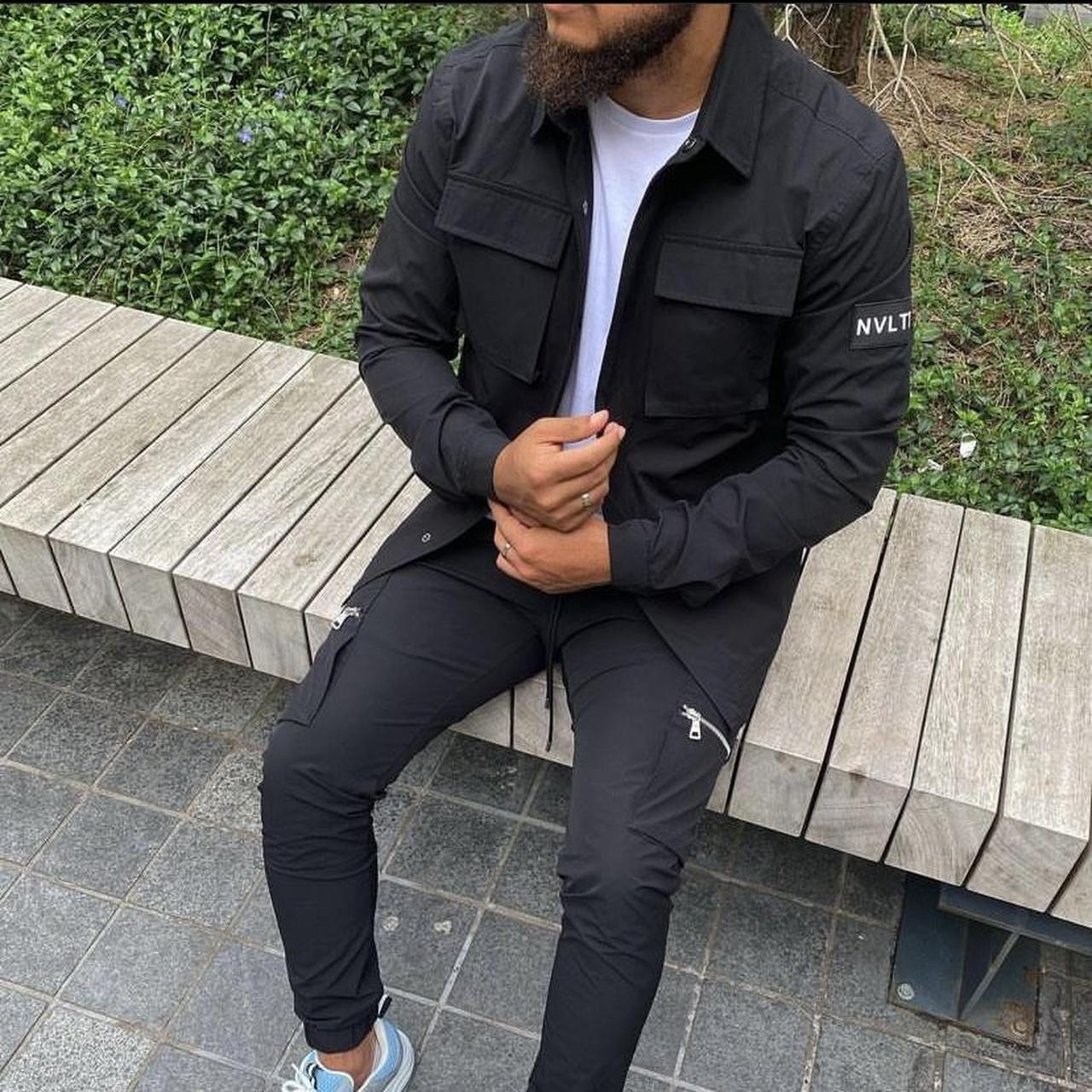 Men’s NVLTY Cargo Jacket - Black Worn once -... - Depop