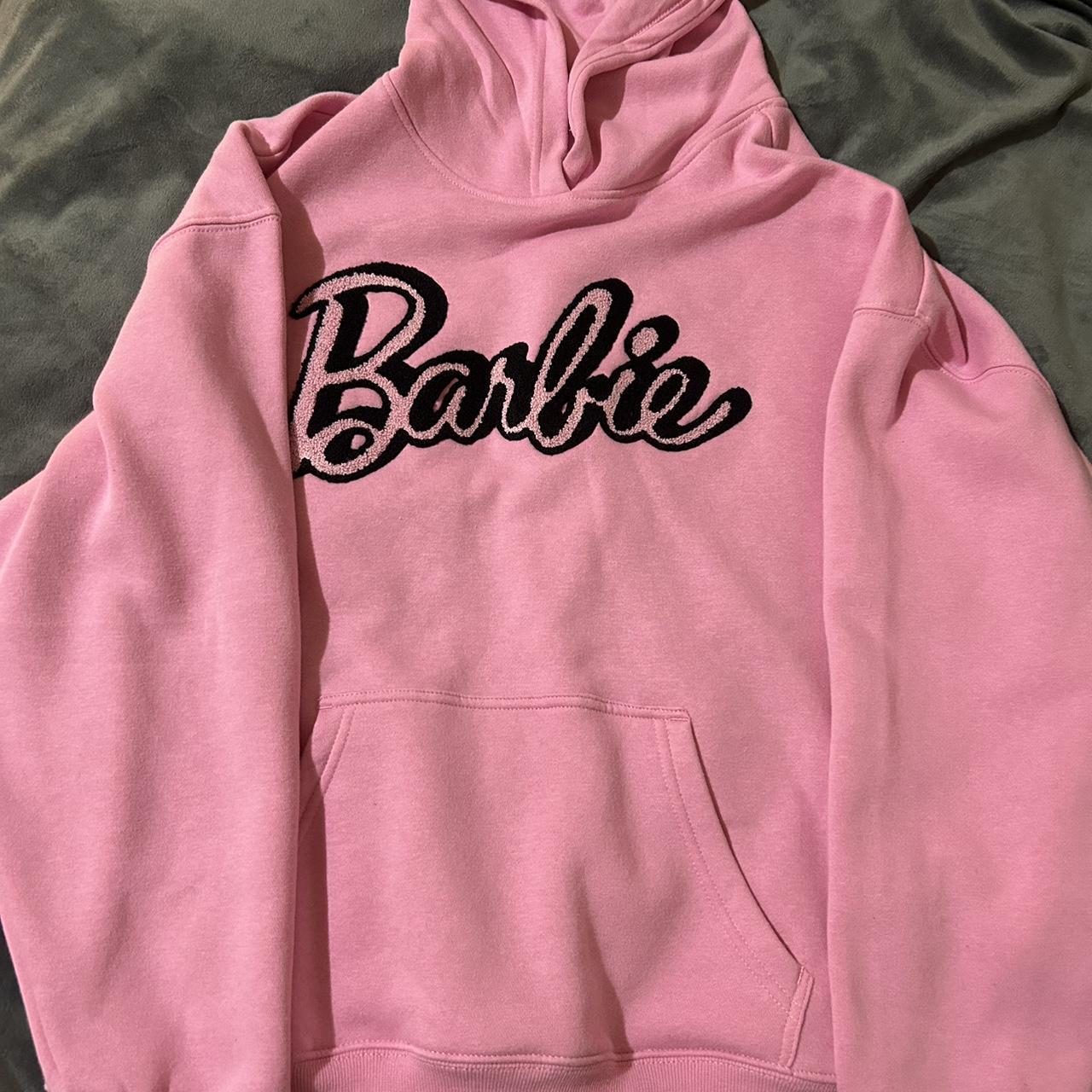 Pink barbie hoodie Worn once Like new Baggy... - Depop