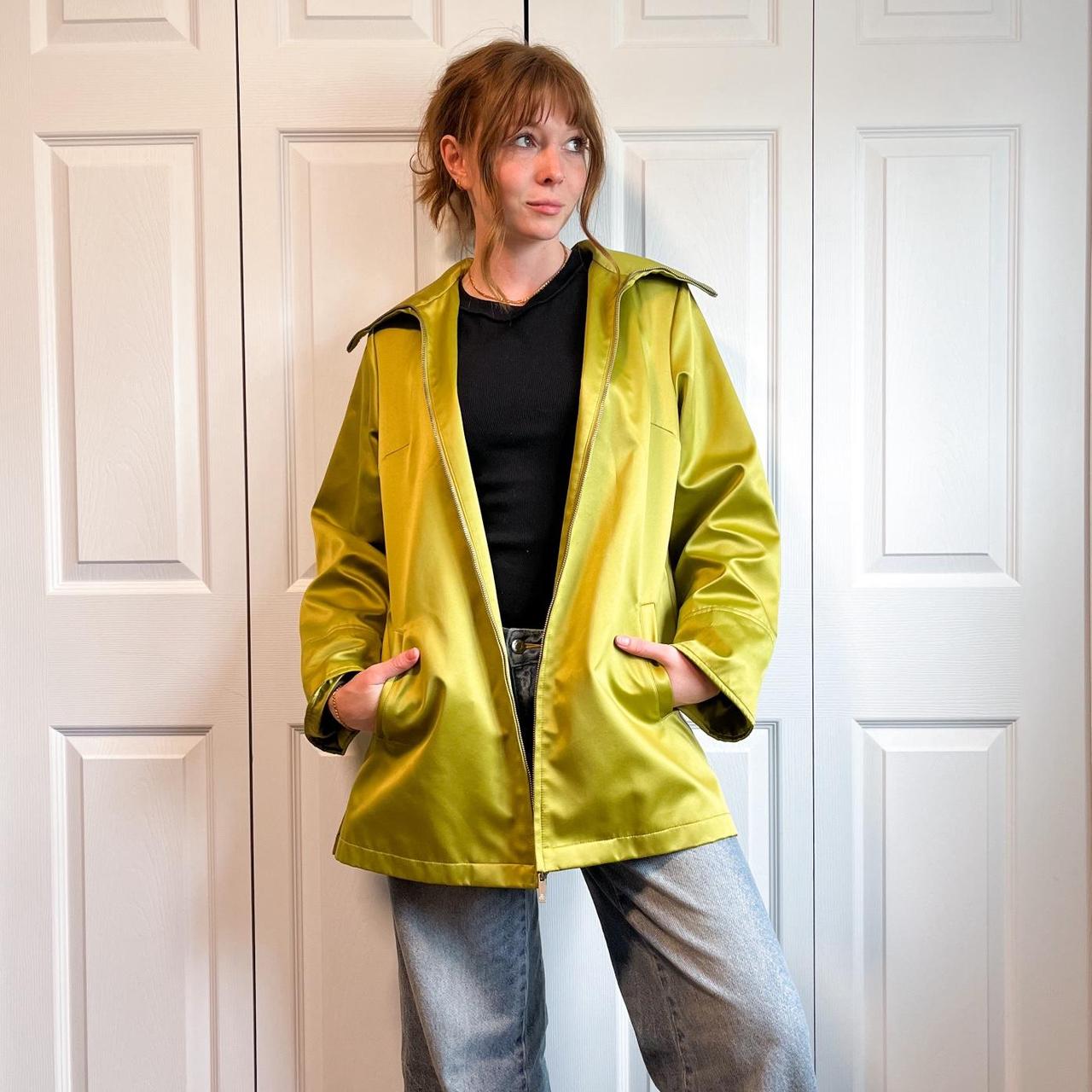 Green silky jacket. Zip up jacket! Nice quality, in... | Depop