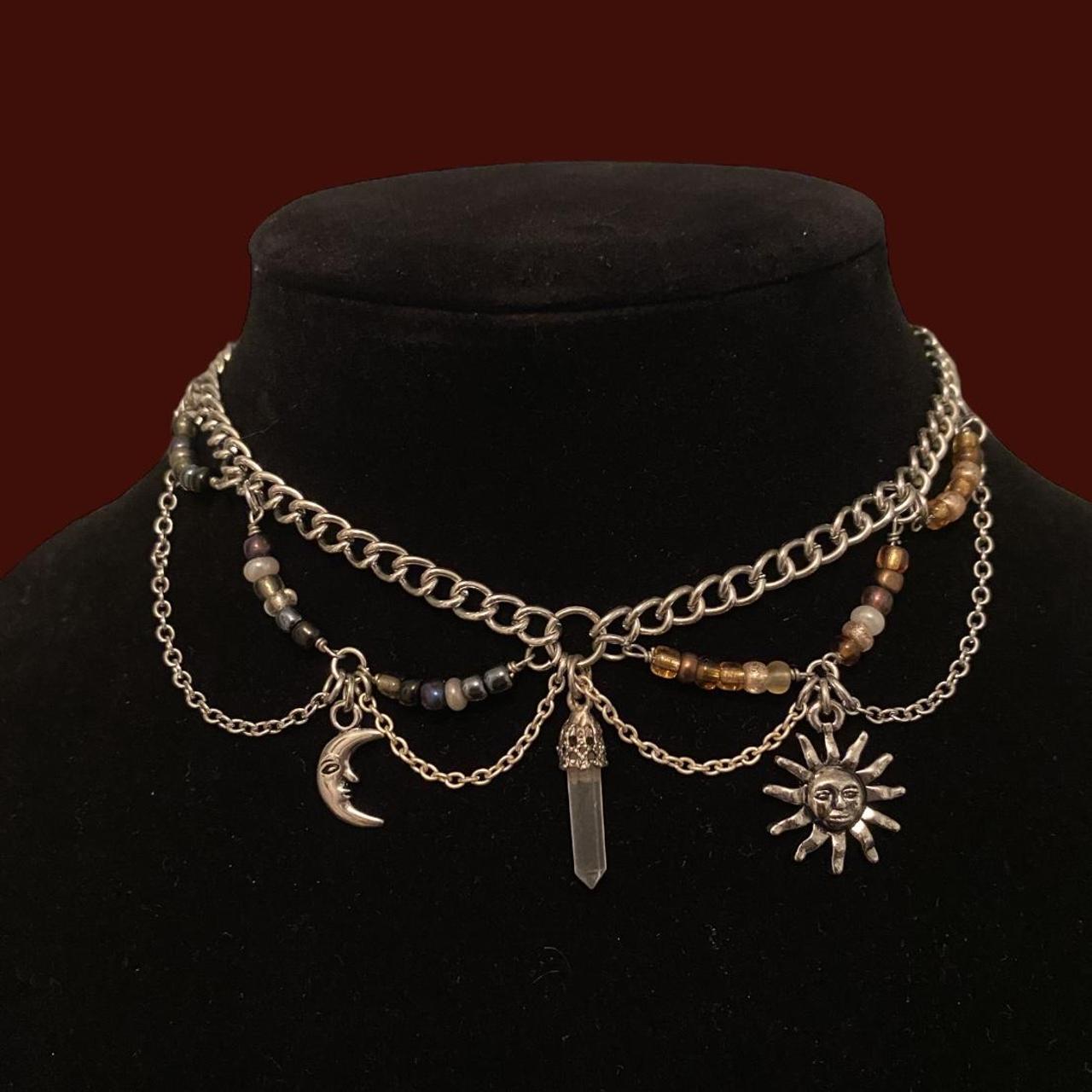 handmade sun and moon necklace - beaded sun and... - Depop