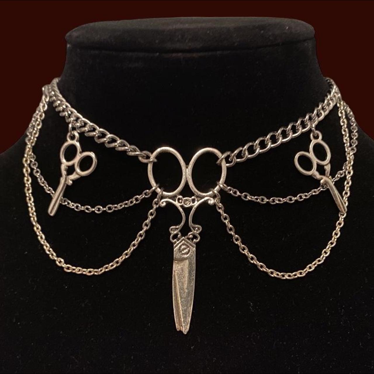 handmade layered scissors necklace -made with... - Depop