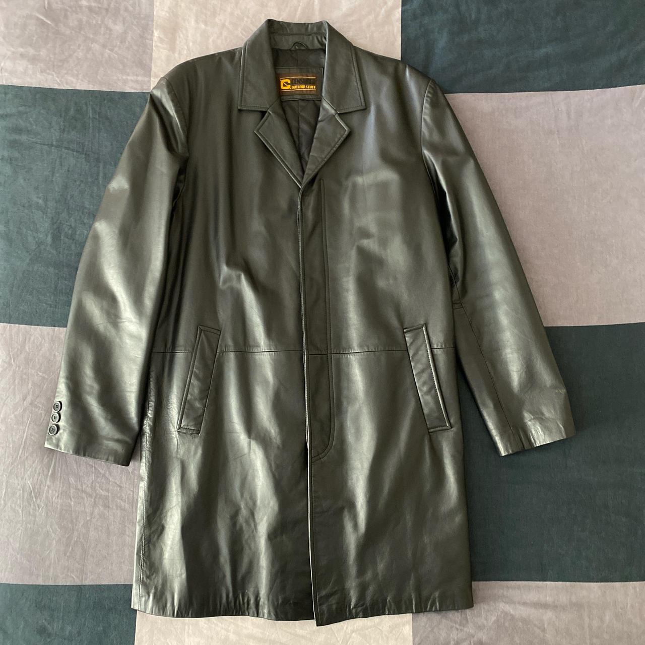 Vintage Censured Black Leather Lined Long Trench... - Depop