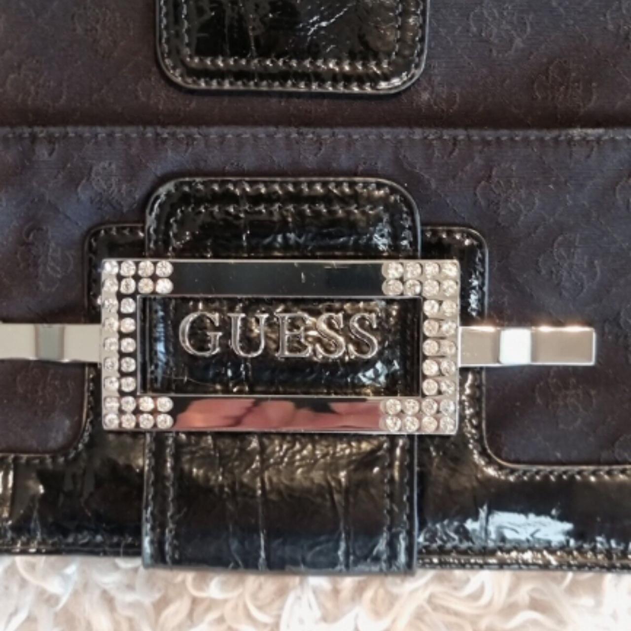 GUESS CLUTCH BAG. Black , silver, and diamonti... - Depop