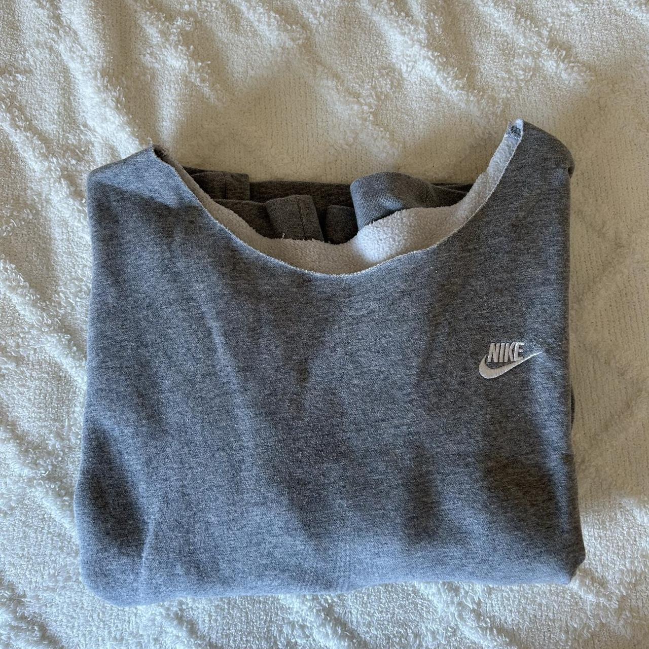 gray nike crew neck. cut neckline. #nike #crewneck... - Depop
