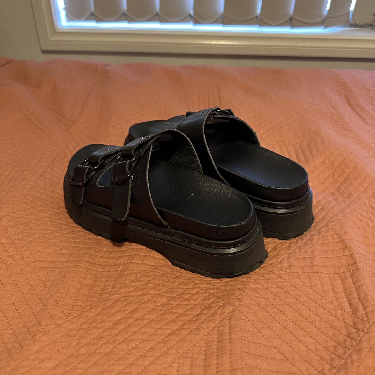 Black chunky slides 2 buckles Worn no more than ten... - Depop