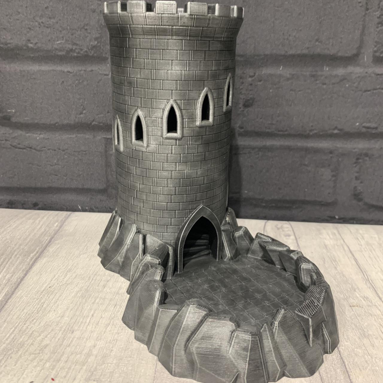 3D printed castle dice tower Hand brushed in silver... - Depop