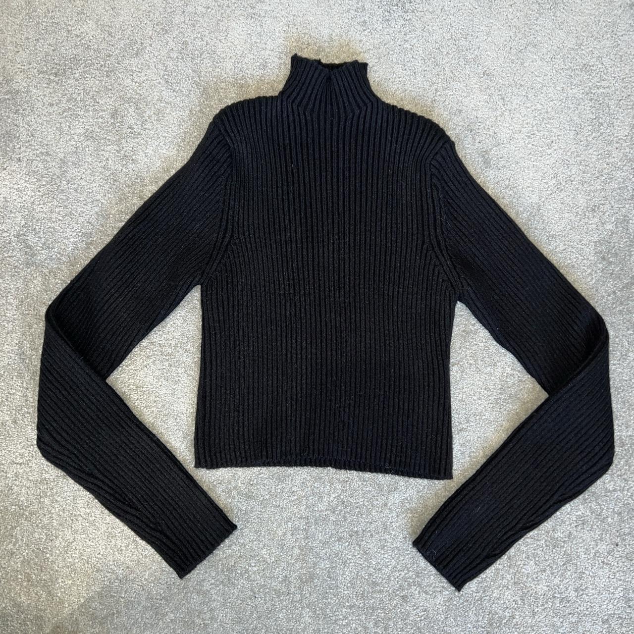 ZARA Black Ribbed Knit Long Sleeve Top Excellent... - Depop