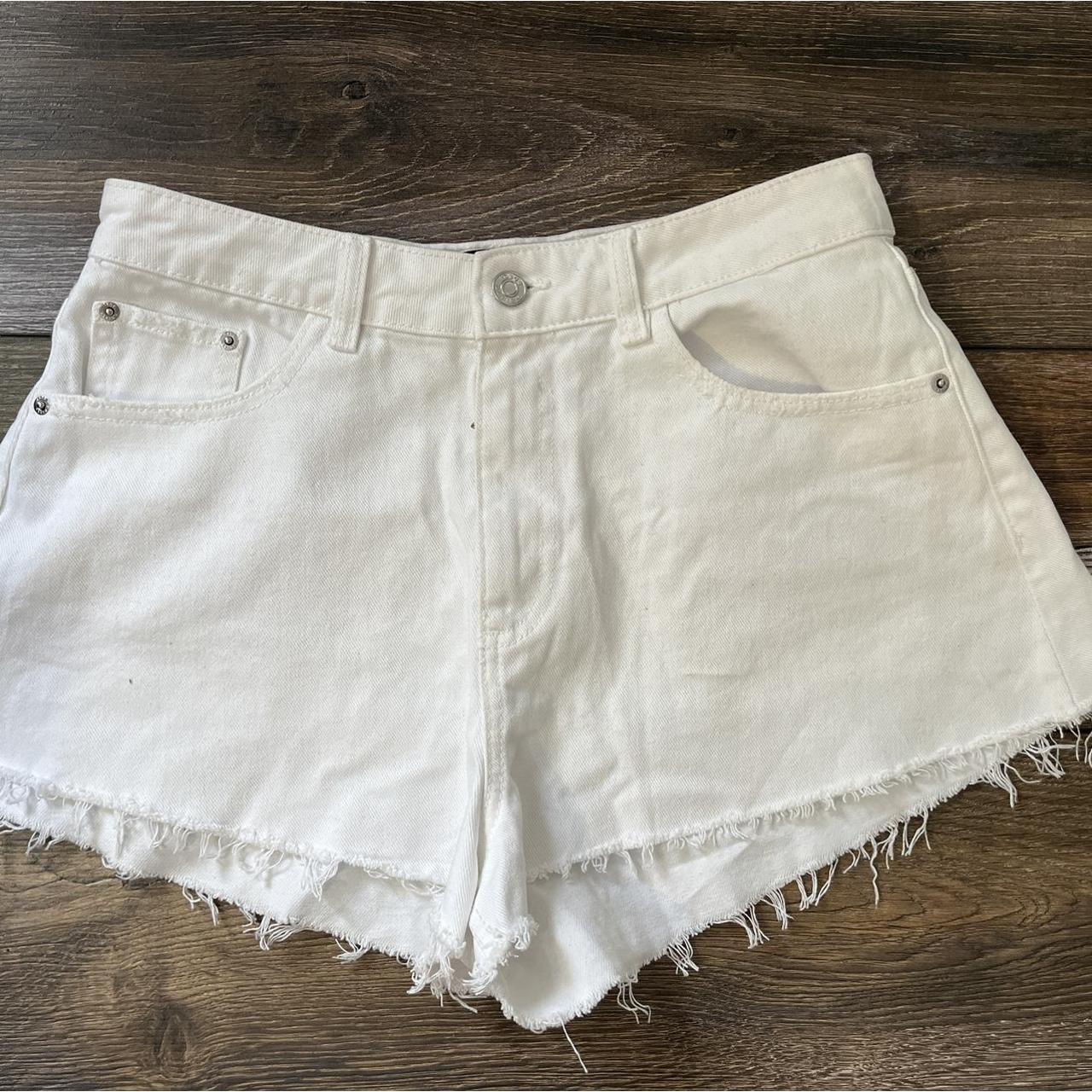 ASOS DESIGN A Line denim short in white sz10 Only... - Depop