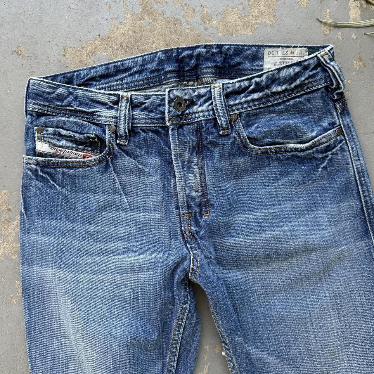 Y2K faded medium wash Diesel zathan bootcut denim... - Depop