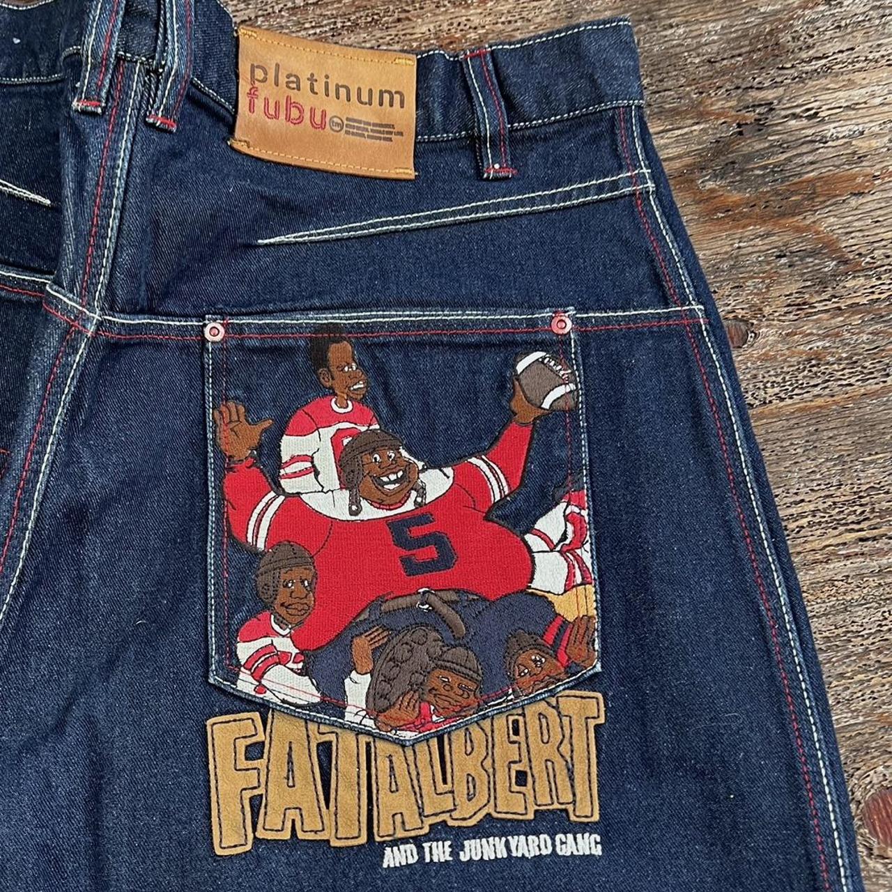 Vintage Fubu Platinum Fat Albert Baggy Denim Pants... - Depop