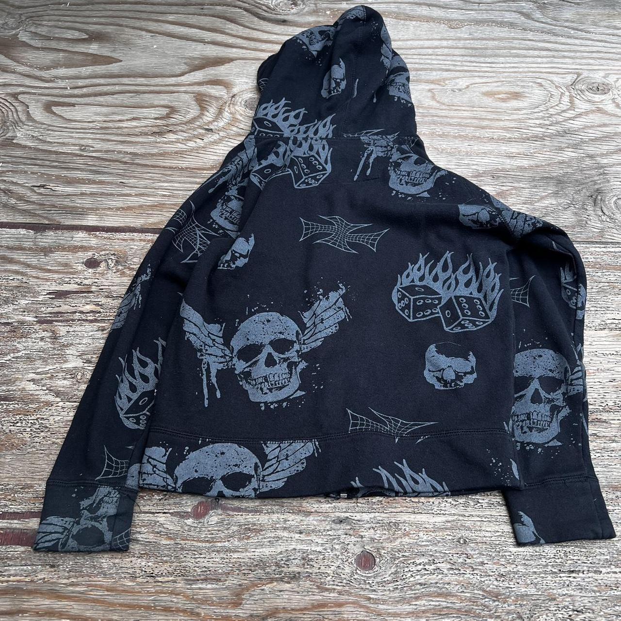 Cyber Grunge Y2k Skulls Hoodie Size Small... - Depop
