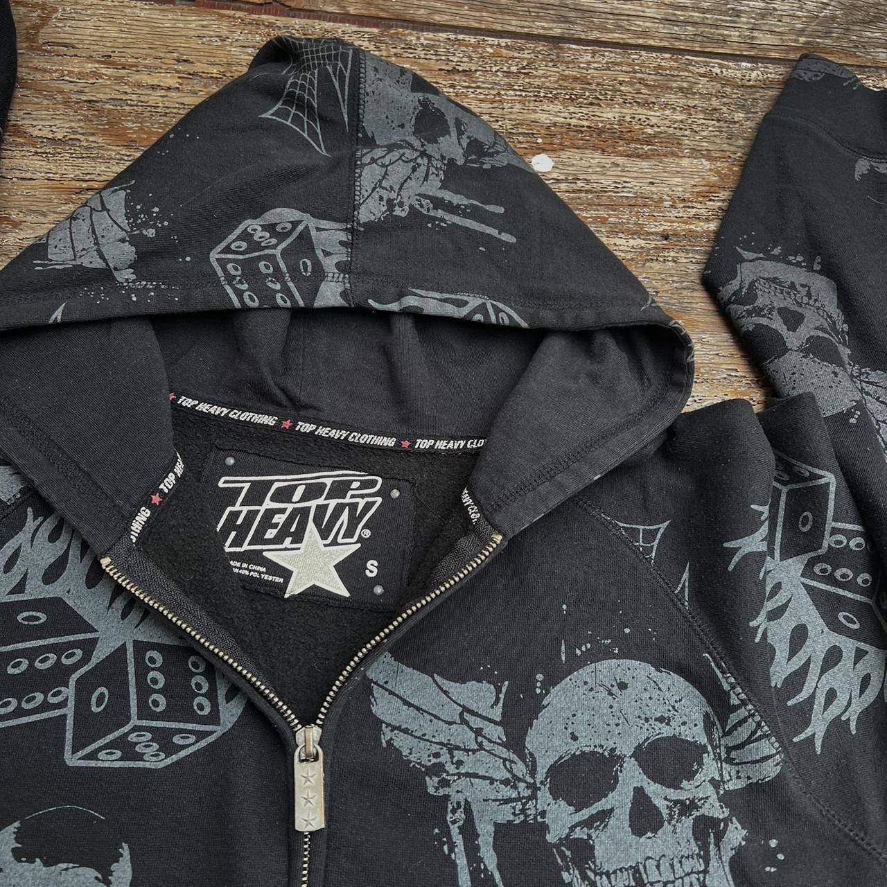 Cyber Grunge Y2k Skulls Hoodie Size Small... - Depop