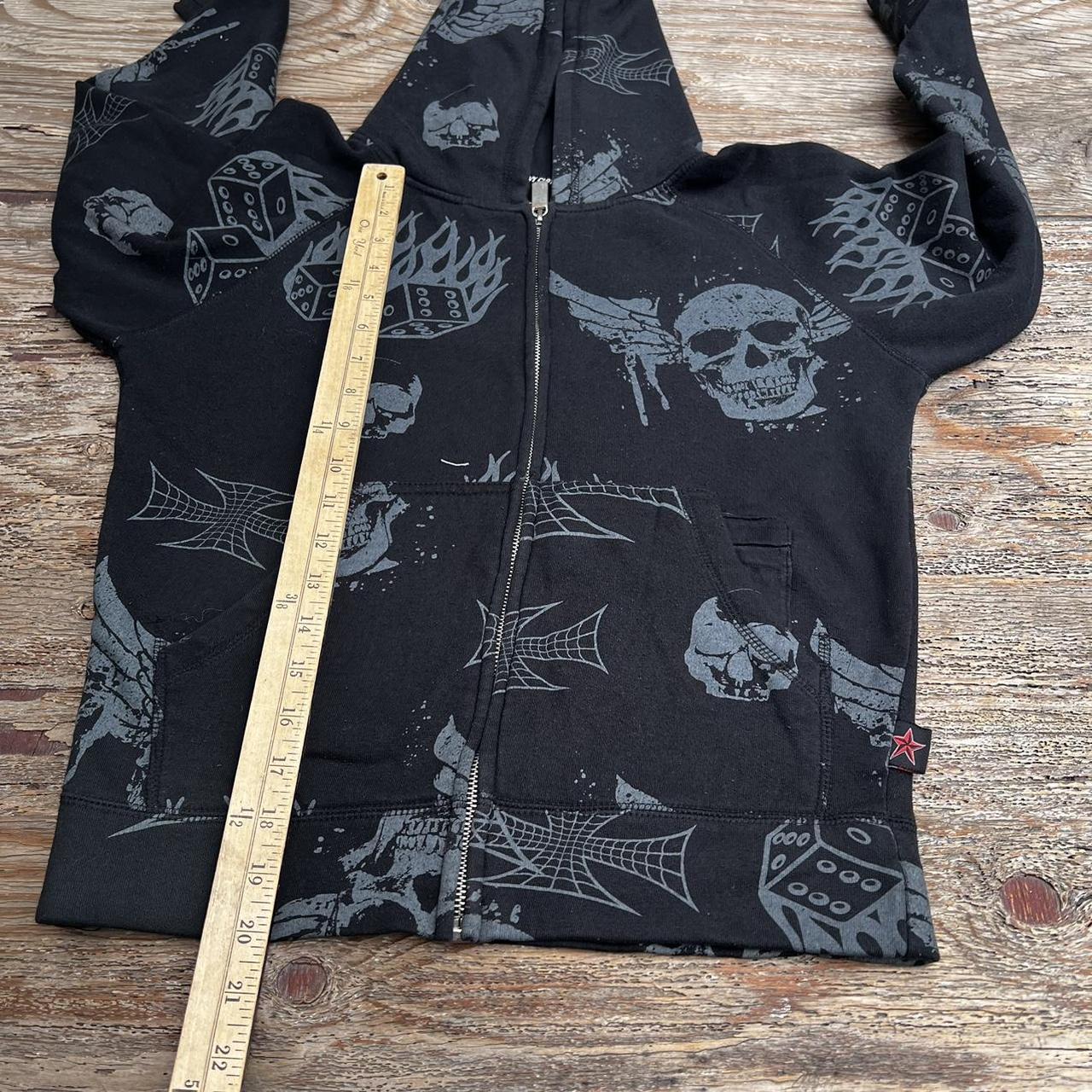 Cyber Grunge Y2k Skulls Hoodie Size Small... - Depop