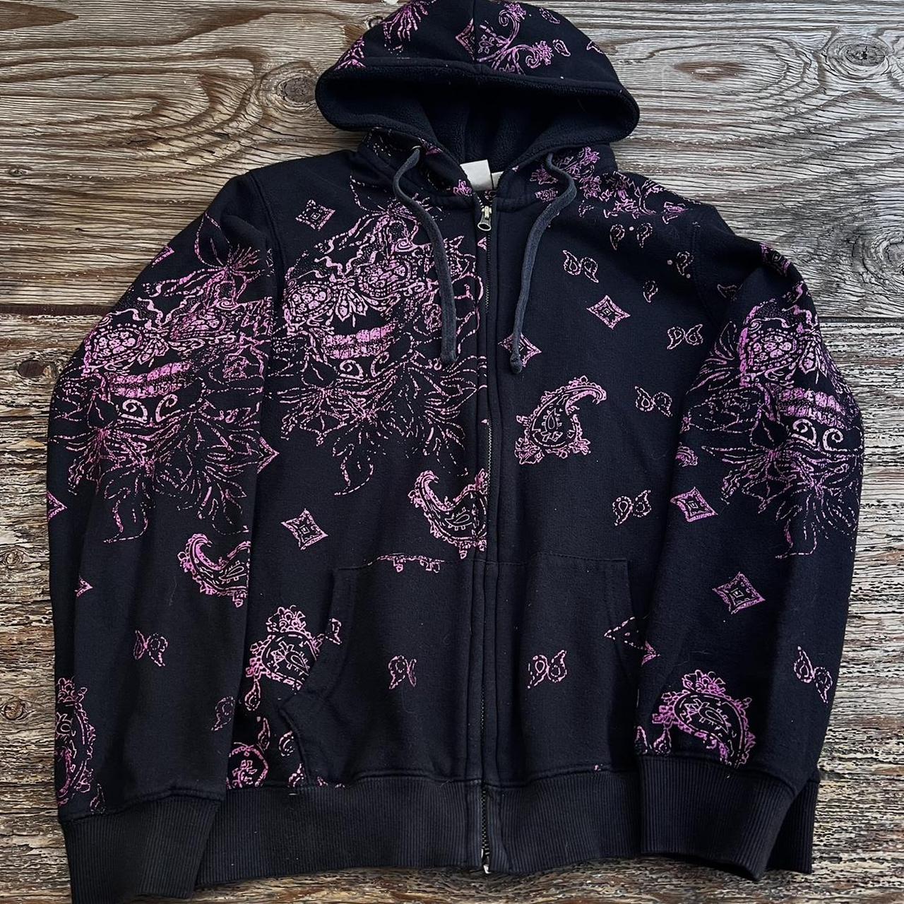Cyber Grunge Burnside Skulls Hoodie Size Medium... - Depop