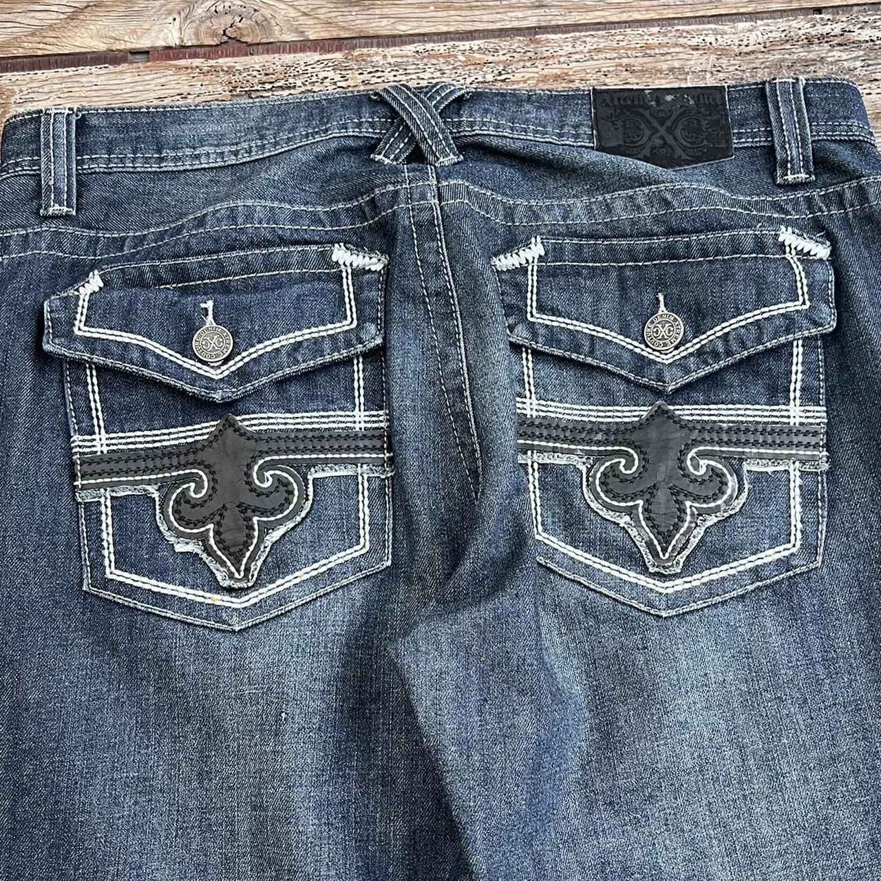 Cyber Grunge Y2K Xtreme Couture Denim Pants Size... - Depop