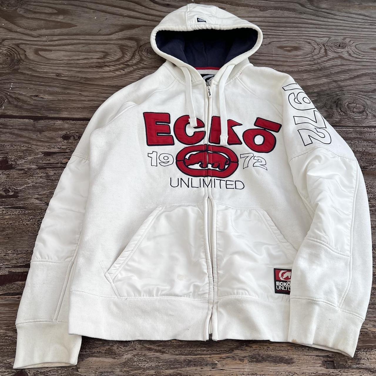 Early 2000’s Ecko Hoodie Size Large 22x27 Insane... - Depop