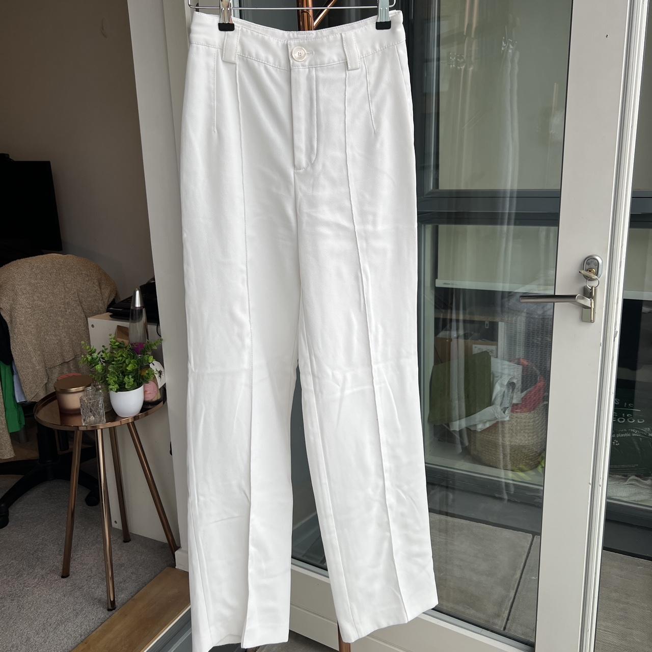 Zara white pants / trousers straight leg Straight... - Depop