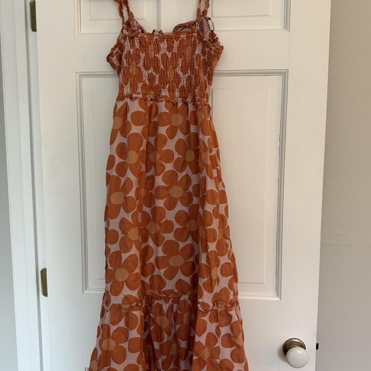 daymaker daisy open back pink and orange maxi... | Depop