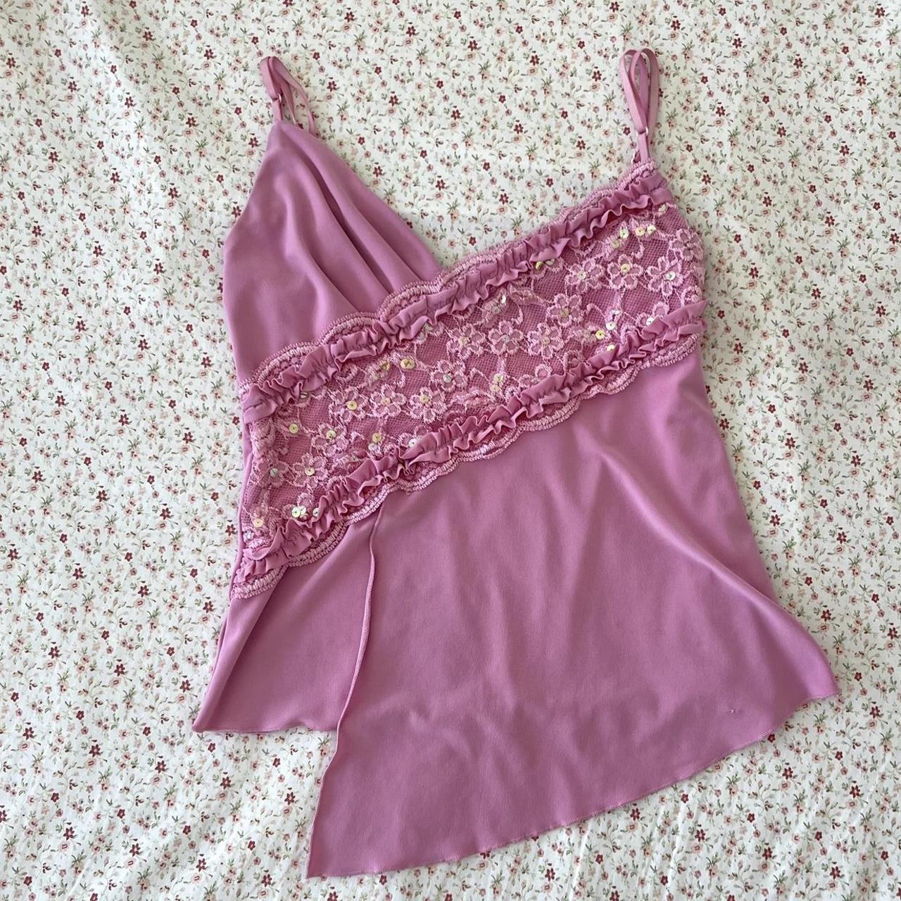 vintage pink papaya asymmetrical tank top. beautiful... - Depop