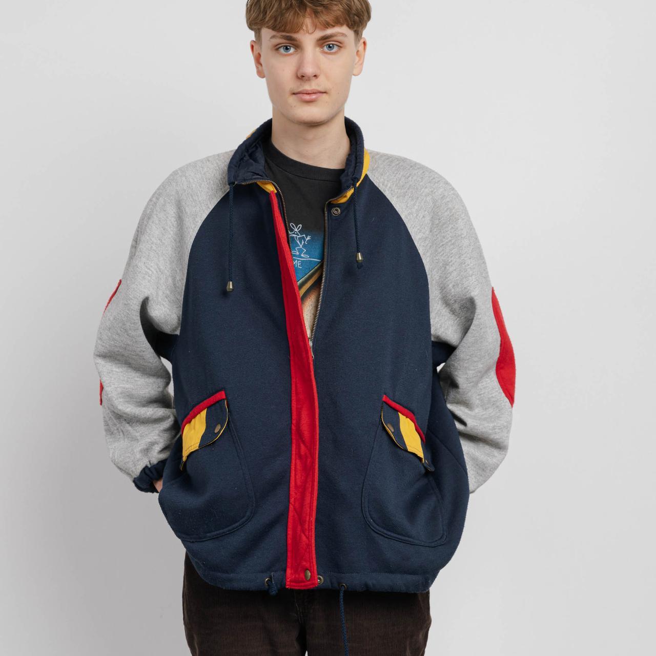 Vintage 90s High Neck Colorblock Zip Up Skater... - Depop