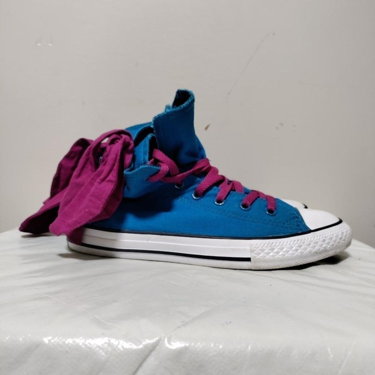 Converse Back Bow Hi Top Cyan Space Pink... - Depop