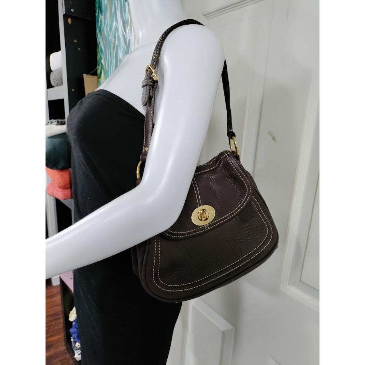 Title: Chaps Chocolate Pebbled Leather Small Handbag... - Depop