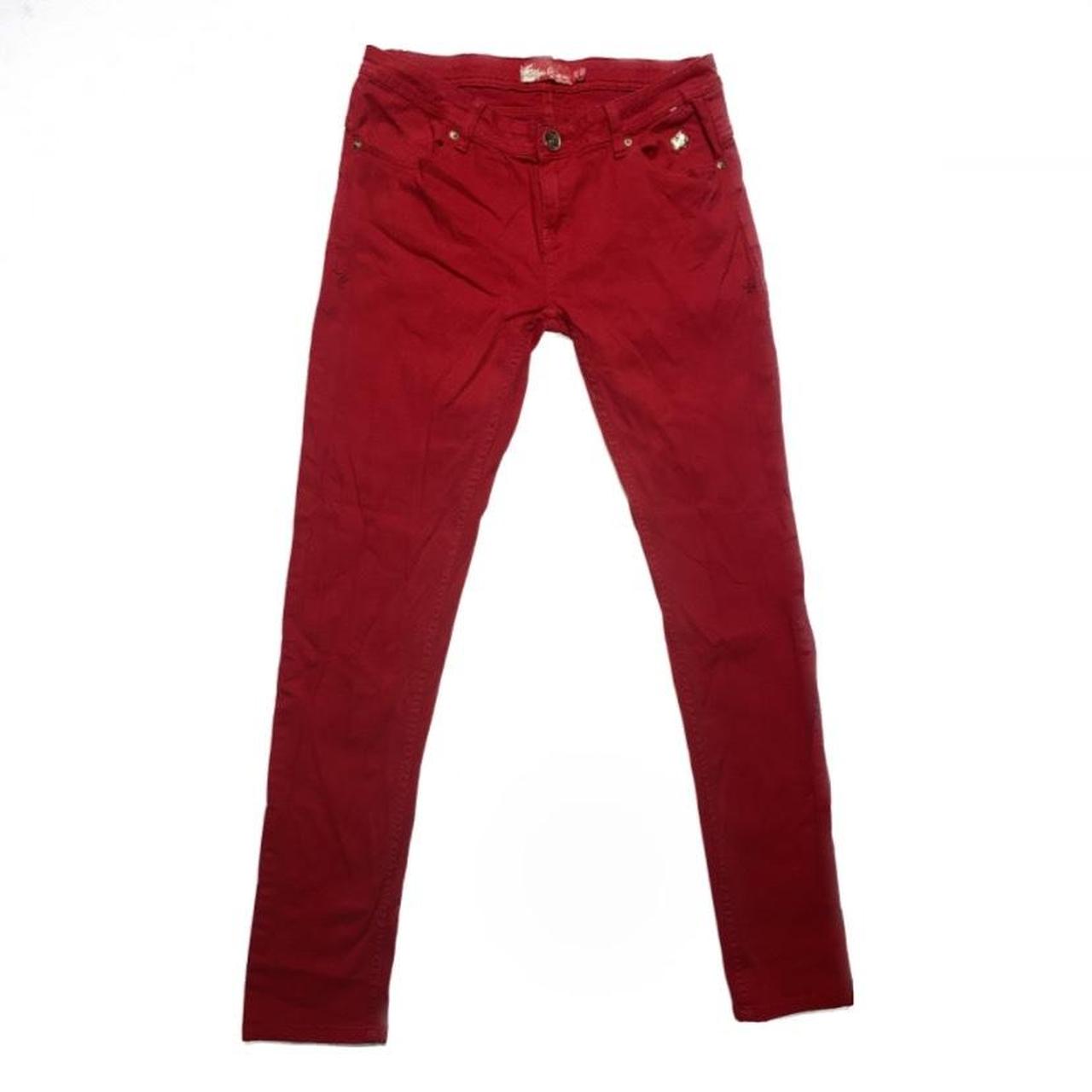 Apple Bottom jeans bright red and with spandex... - Depop