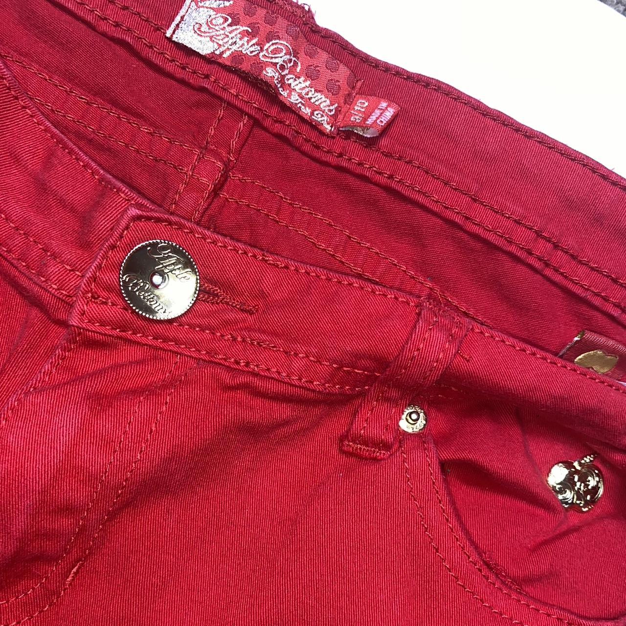 Apple Bottom jeans bright red and with spandex... - Depop