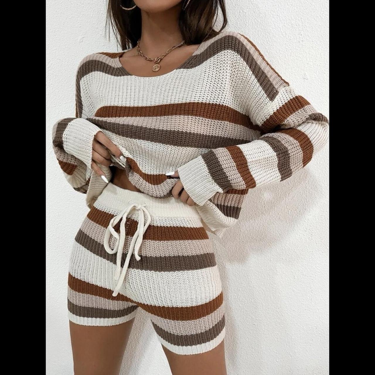 Knit shorts and sweater set! Perfect for fall - Depop