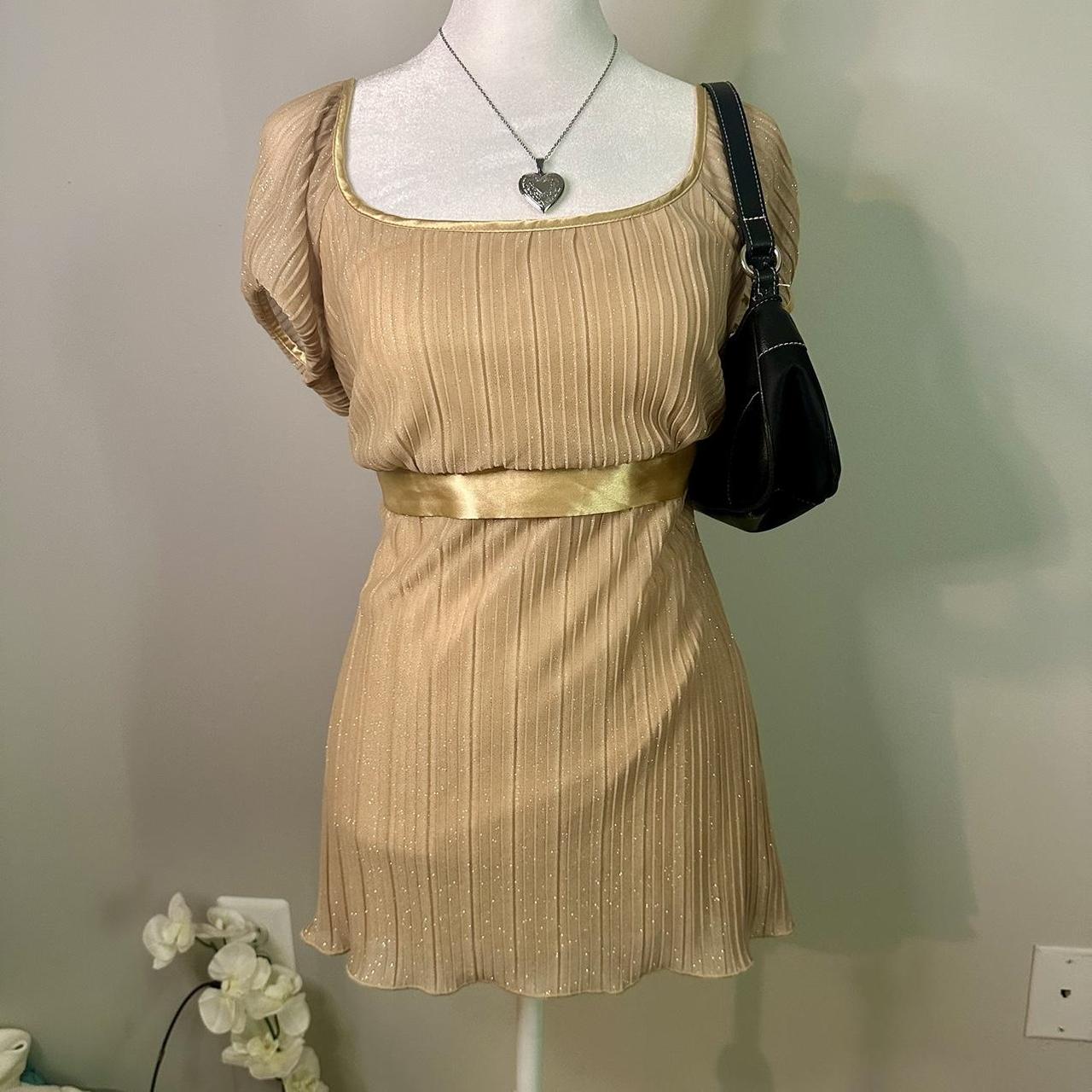 Shimmering Gold Baby Doll Top ♡ ♡ Adjustable bow... - Depop